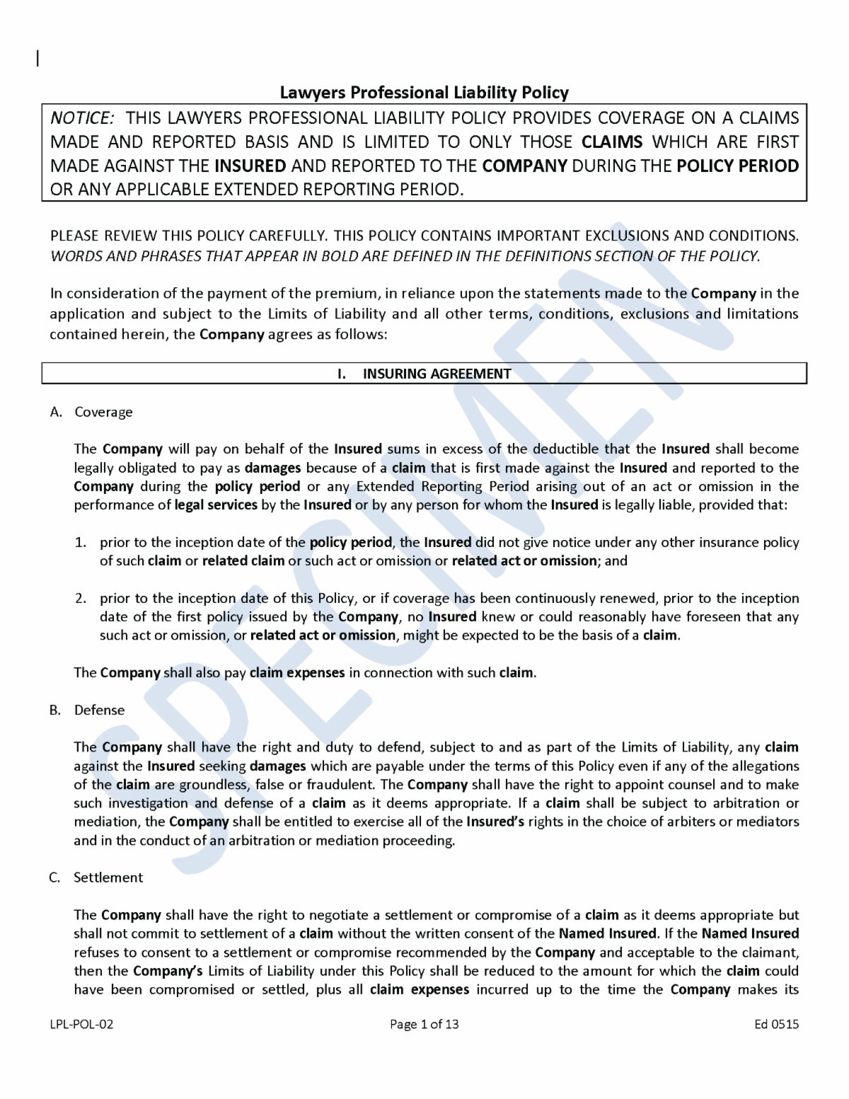 Attorney Malpractice Insurance Reduction in Deductible - L Squared ...
